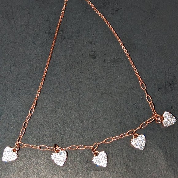 Swarovski | Jewelry | Heart Charm Bracelet 925 Rose Gold Over Sterling ...